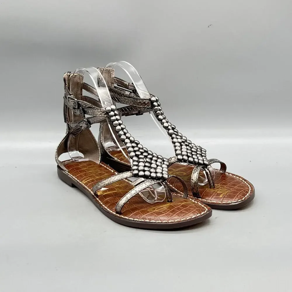 Sam Edelman | Shoes | Sam Edelman Sandals Womens 65 Silver Leather ...